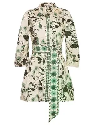 Cara Cara Floral-print Belted Mini Day Dress - White