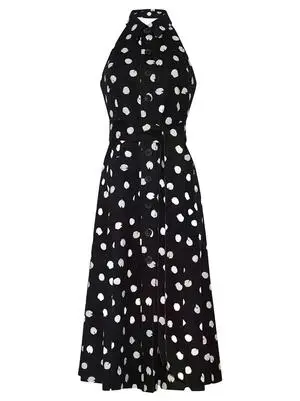 Cara Cara Halterneck Polka-dot Dress - Black