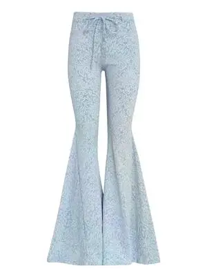 AMIR SLAMA Floral-jacquard Drawstring Trousers - Blue