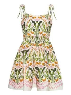 Cara Cara Floral-print Tie-strap Dress - White