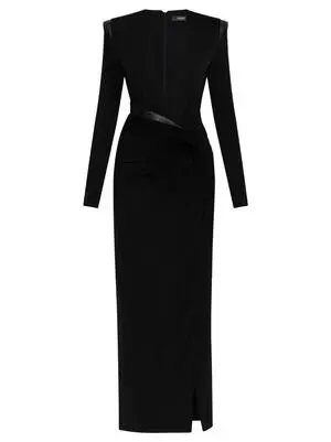 Versace Shoulder-pad Slit Maxi Dress - Black