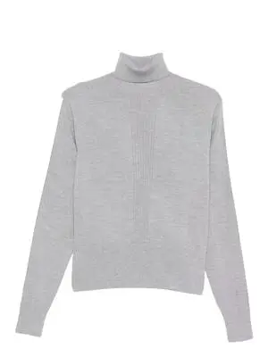 Patrizia Pepe Roll-neck Ribbed Sweater - Grey