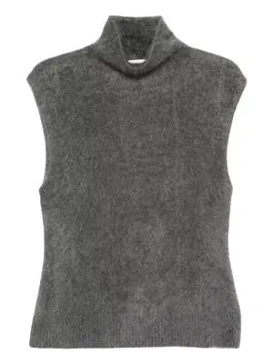 Soft Goat Turtleneck Tank Top - Grey