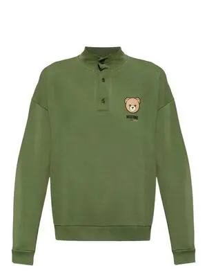 Moschino Button Bear-graphic Polo Shirts - Green
