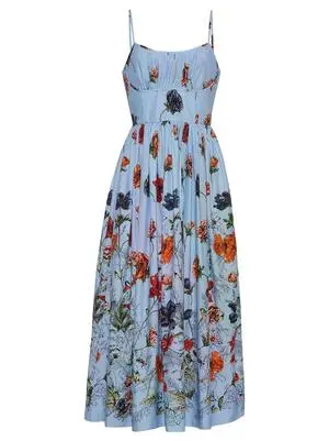 Cara Cara Floral-print Midi A-line Dress - Blue