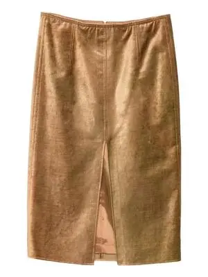 FORTE_FORTE Velvet Midi Skirt - Gold