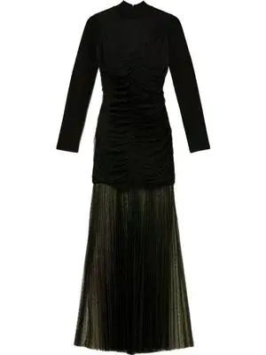 TWINSET Knitted Dress With Pleated-tulle Overlay - Black