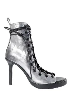 ANN DEMEULEMEESTER Hilla Laminated Leather Lace-up Boots - Grey