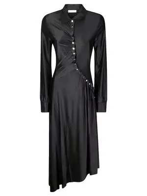 Rabanne Draped Long-sleeve Dress - Black