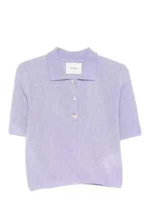 LISA YANG Masy Buttoned Polo Top - Purple