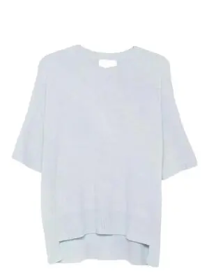 LISA YANG Cashmere Short Sleeve Top - Blue