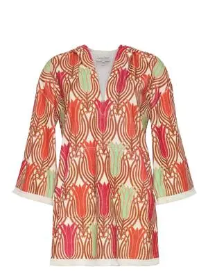 Cara Cara Tulip-print Mini Dress - Orange