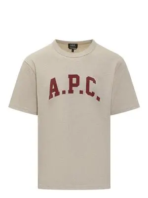 A.p.c. T-shirt With Red Logo Beige