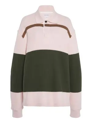Bottega Veneta Pique-striped Cotton Polo Sweater - Pink