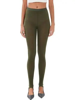 Wardrobe.NYC Sheer Stirrup Leggings - Military