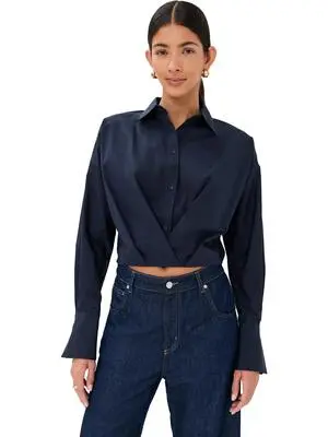 TWP Button-down Pleated Top - Midnight