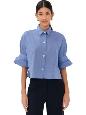 TWP Collared Button-down Shirt - White/navy