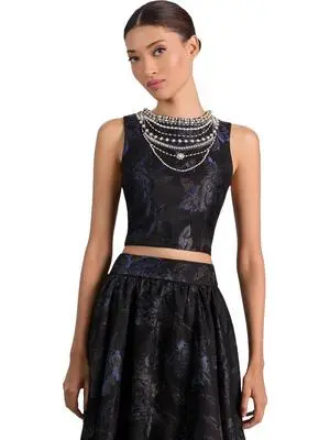 Alice + Olivia Cherra Embellished Crop Top - Black
