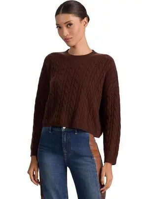 Alice + Olivia Cecilie Cashmere Cableknit Pullover - Brown / Pink / Yellow