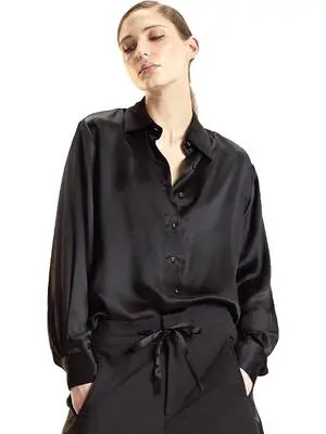 Cynthia Rowley Silk Button-down Shirt - Black