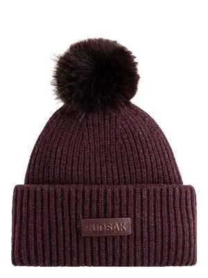 Rudsak Cashmere Blend Tuque With Faux Fur Pom Pom - Natural