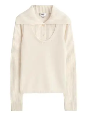 Cos Layered Merino Wool Sweater - White