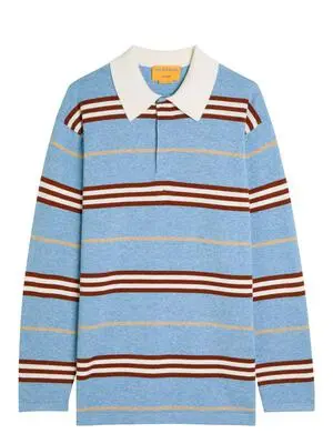 Guest In Residence Striped Cashmere Polo Jumper - Suntan