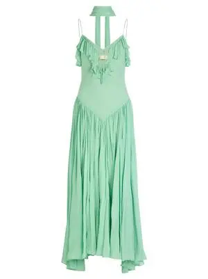 DE LA VALI Harmattan Ruffled Georgette Maxi Dress - Teal