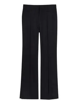 Chloé Pintuck Flared-leg Wool Trousers - Navy