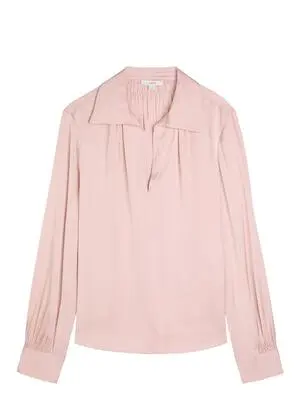 Vince Gathered Silk-blend Blouse - Pink