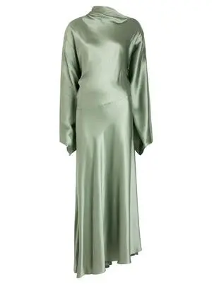 DE LA VALI Bayamo Draped Silk-Blend Maxi Dress