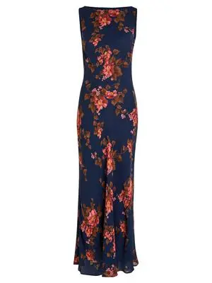 REFORMATION Floral Print Chiffon Maxi Dress - Black