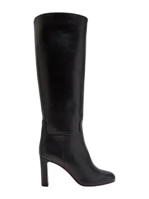 CHRISTIAN LOUBOUTIN Loo Botta 85 Leather Knee-High Boots Black