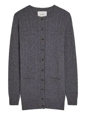 LISA YANG Linda Cable-knit Cashmere Cardigan - Grey