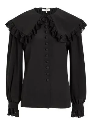 CHLOÉ Lace-Embellished Silk-Georgette Blouse