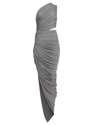 ALAÃA Asymmetrical Cut-out Midi Dress - Grey