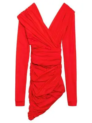Balenciaga Draped Mini Dress - Red