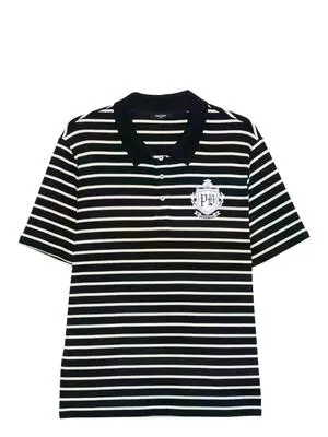 Balmain Striped-pattern Short-sleeve Polo Shirt - Black