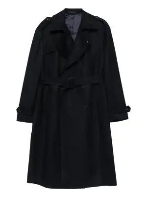 Tagliatore Belted Double-breasted Coat - Blue