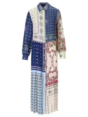 Max Mara Paisley-print Pleated Dress - Blue