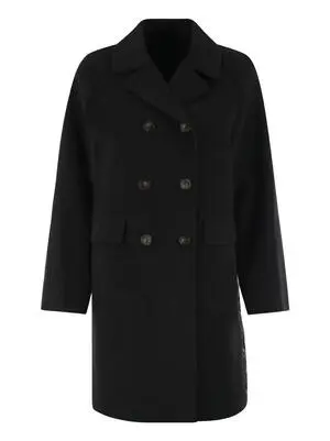Max Mara Quilted Wool Double-breasted Coat - Black