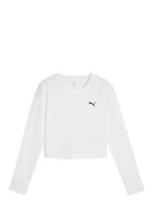 PUMA Wardrobe Essentials Cropped Long Sleeve T-shirt - White