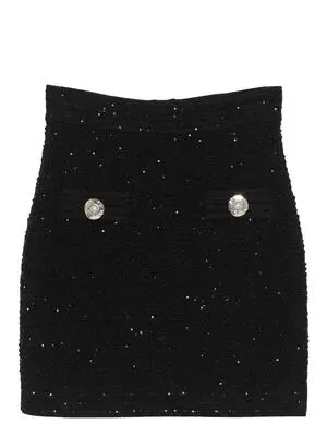 Balmain Tweed Mini Skirt - Black