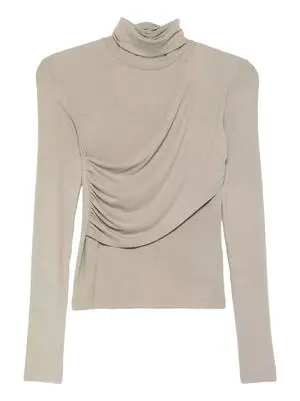 Patrizia Pepe High-neck Draped Top - Neutrals