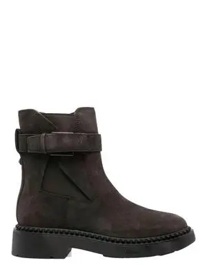 Ash Buckle-strap Suede Boots - Brown