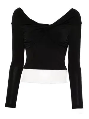 Patrizia Pepe Cropped Long-sleeved T-shirt - Black