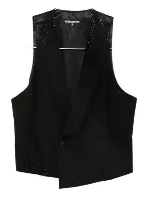 Patrizia Pepe Asymmetrical Rhinestone-embellished Vest - Black