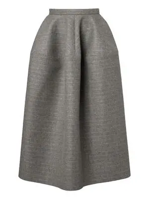 Erdem Striped Wool And Mohair Flannel Midi Skirt - Grey