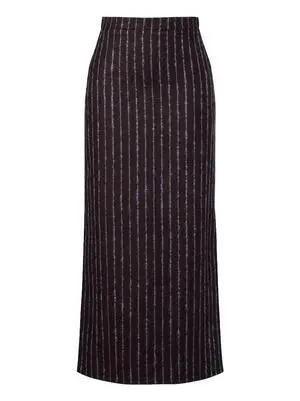 Erdem Pinstripe Wool And Mohair Pencil Skirt - Burgundy