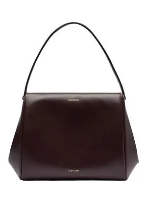 Calvin Klein Tina Medium Leather Shoulder Bag - Purple